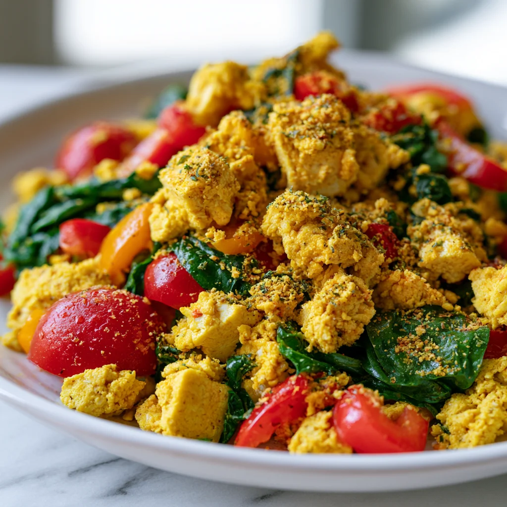 High Protein Dairy Free Breakfast with Tofu and Veggies | Lean By Plat